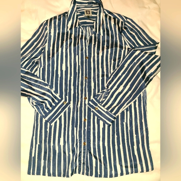 Anne Klein | Tops | Anne Kline Navy Blue Wash N Wear Womens Shirt Size ...
